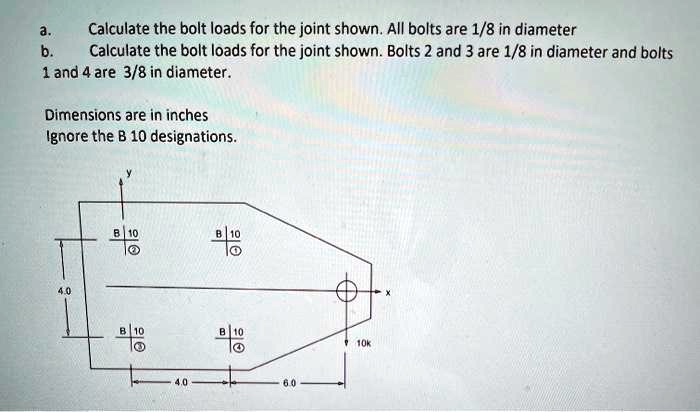 a. Calculate the bolt loads for the joint shown. All bolts are 1/8 in ...