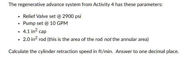 SOLVED: The regenerative advance system from Activity 4 has these ...