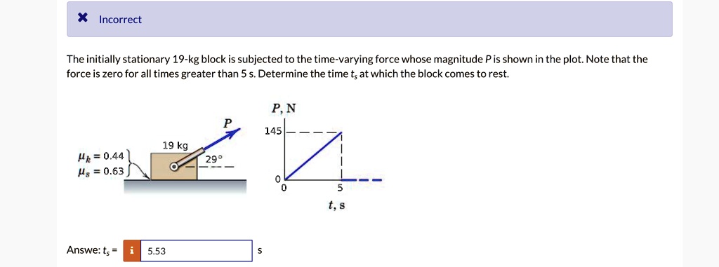 SOLVED: The initially stationary 19-kg block is subjected to a time ...