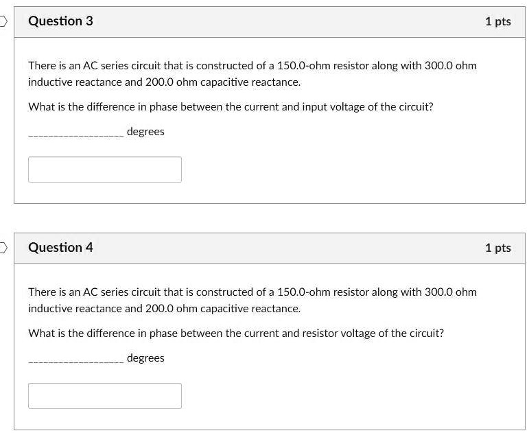 Solved Question 3 1 Pts There Is An Ac Series Circuit That Is Constructed Of A 150 0 Ohm