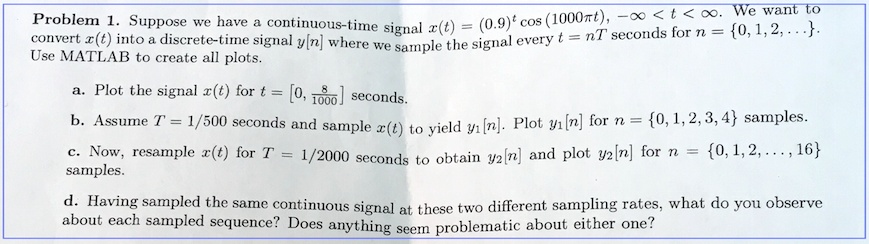 Solved Show Code In Matlab And Plot Discret Signals Use Matlab To Create All Plots Samples 7532