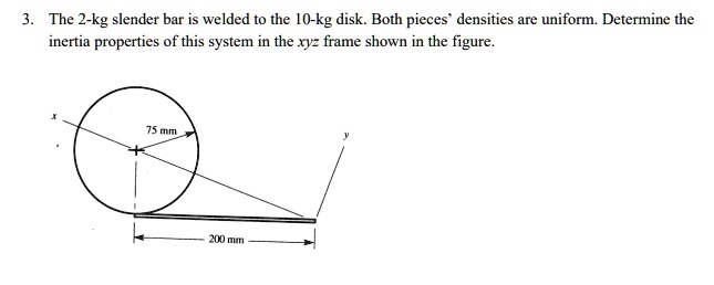 SOLVED: The 2-kg slender bar is welded to the 10-kg disk. Both pieces ...