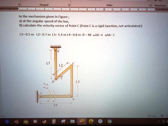 SOLVED: Stiller In the mechanism given in Figure, calculate the velocity vector of Point C ...