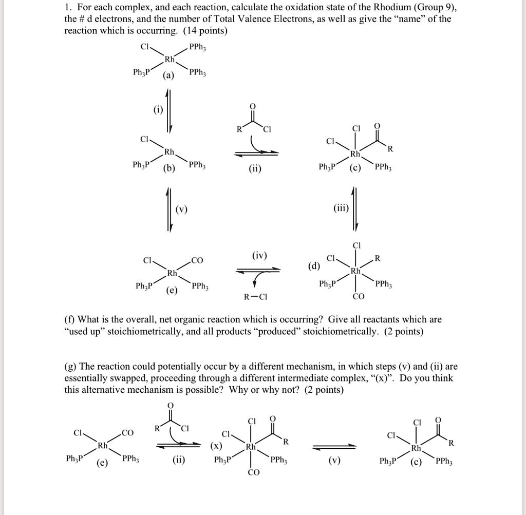 SOLVED: For each complex, and each reaction, calculate the oxidation ...