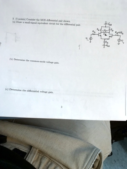 Consider the MOS differential pair shown. a) Draw a small-signal ...