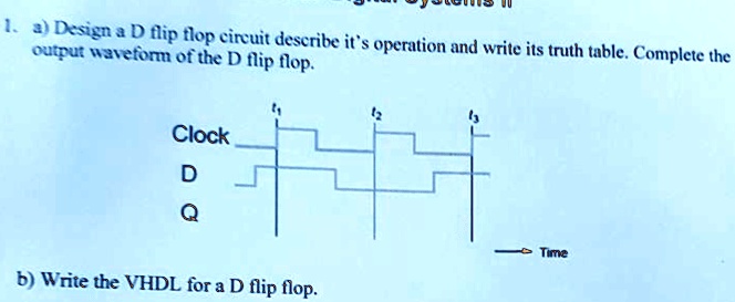 VIDEO solution: 1. a Design a D flip flop circuit describe it's ...