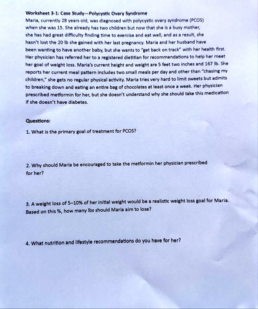 worksheet 3 1 case studypolycystic ovary syndrome maria currently 28 ...