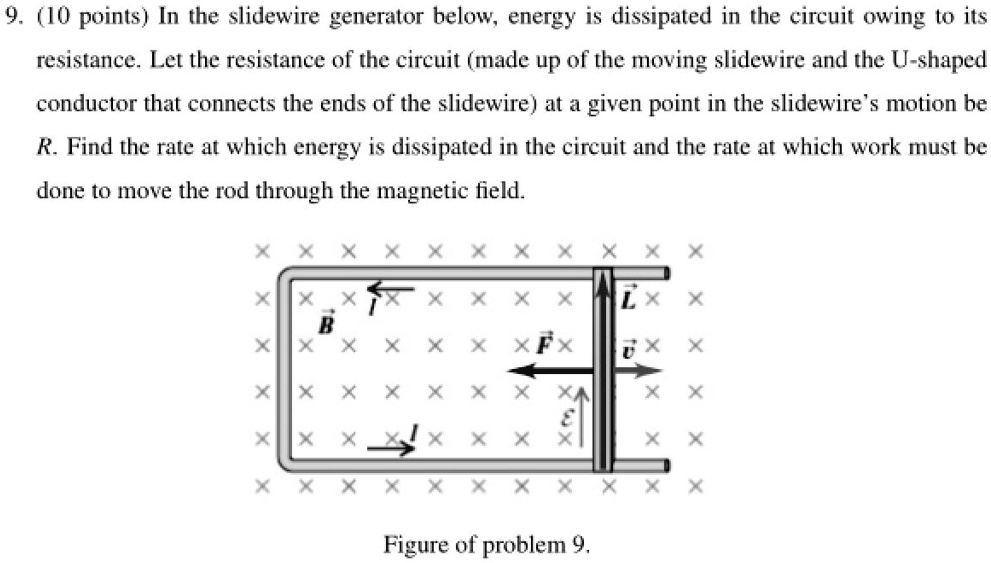 SOLVED: In the slidewire generator below, energy is dissipated in the ...