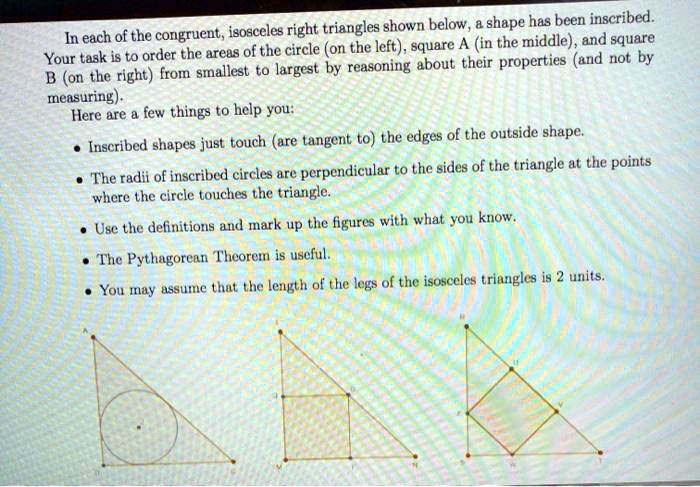 SOLVED: Text shown below, shape has been inscribed. In each of the ...