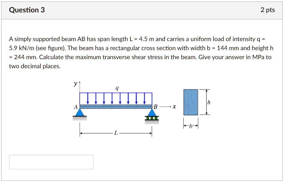 SOLVED: Question 3 2 pts A simply supported beam AB has span length L ...