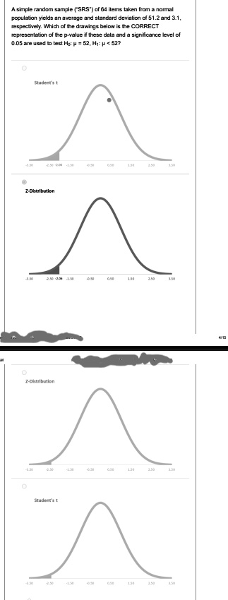 SOLVED: A simple random sample (SRS) of 64 items taken from a normal population yields an ...