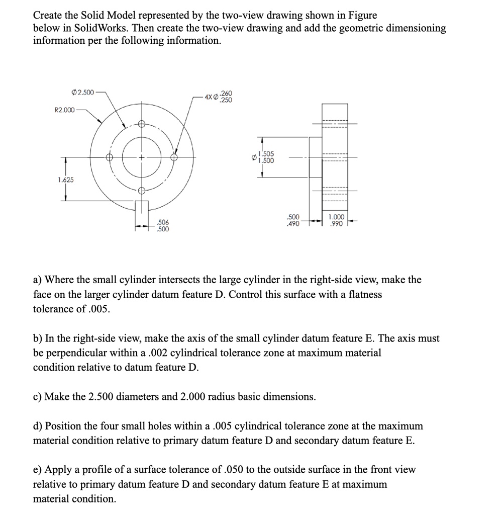 SOLVED: Create the Solid Model represented by the two-view drawing ...