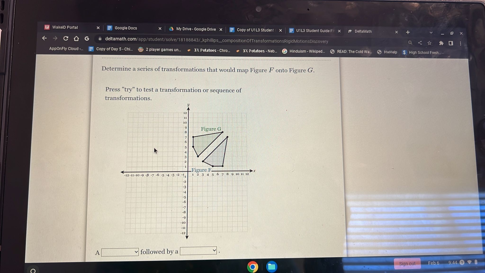Determine a series of transformations that would map Figure F onto ...