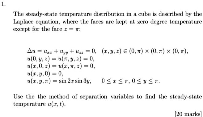 SOLVED: The steady-state temperature distribution in a cube is ...