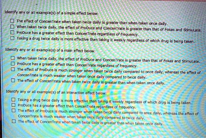 identify any or all examples of simple effed below the effect of ...