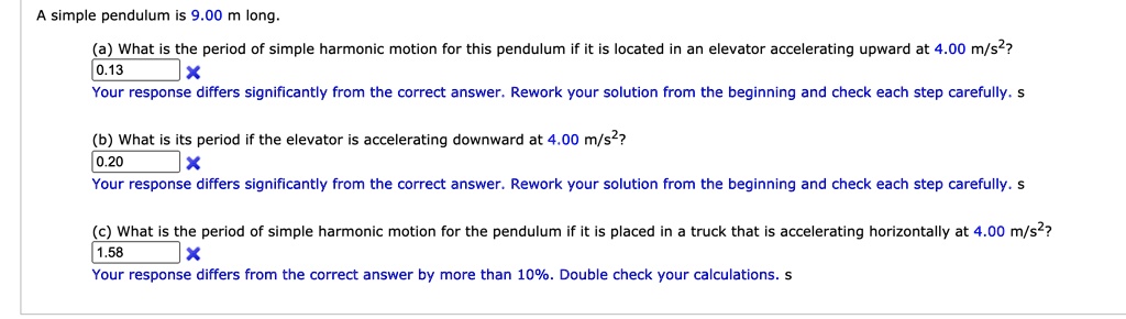 SOLVED: simple pendulum 00 m long: (a) What is the period of simple harmonic motion for this ...