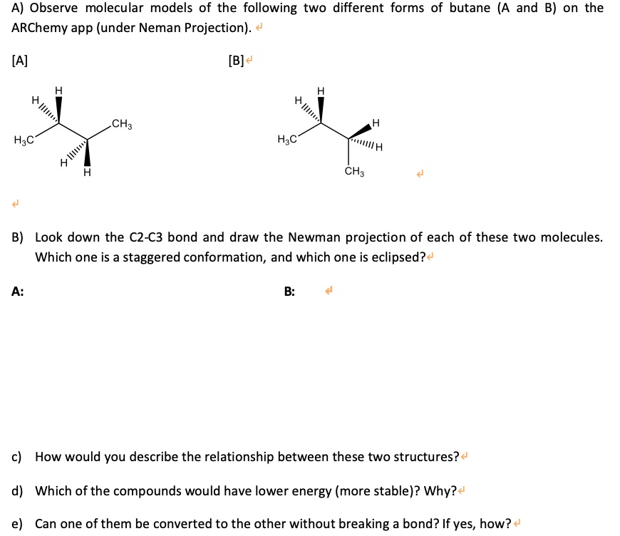 SOLVED: A) Observe molecular models of the following two different ...