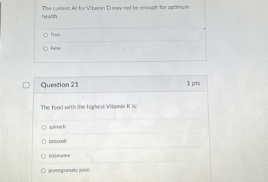 SOLVED: The current Al for Vitamin D may not be enough for optimum ...