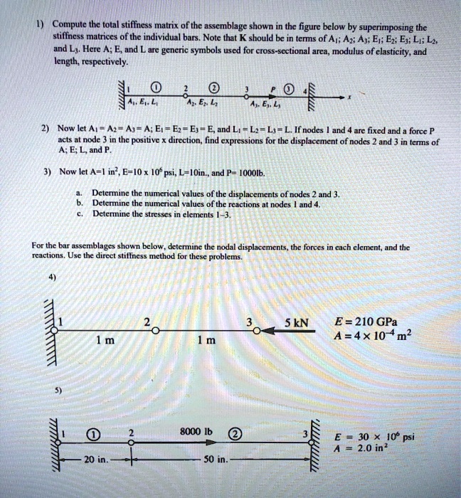 1compute the total stiffness matrix of the assemblage shown in the figure below by superimposing ...