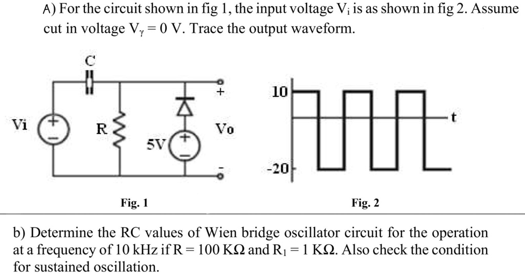 SOLVED: For the circuit shown in Fig. 1, the input voltage Vi is as shown in Fig. 2. Assume the ...