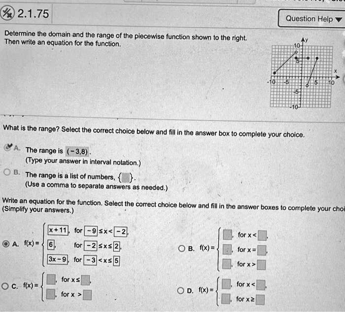 Solved Determine The Domain And The Range Of The Piecewise Function