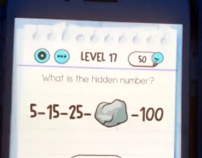 What is the hidden number? 5–15–25– -100