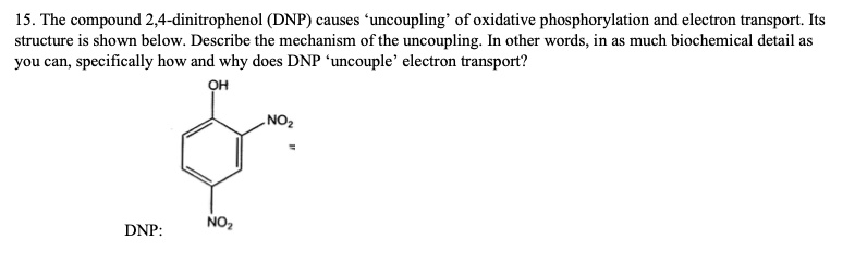 15. The compound 2,4-dinitrophenol (DNP) causes 'uncoupling' of ...
