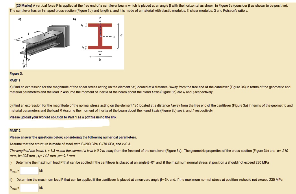 SOLVED: Text: 20 Marks A vertical force P is applied at the free end of ...