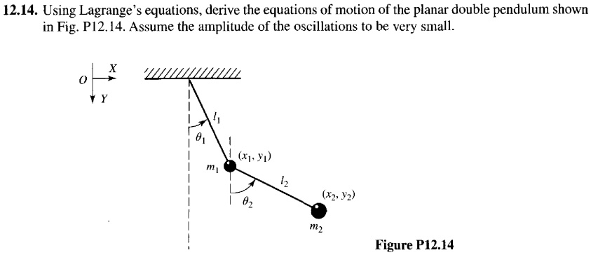12.14. Using Lagrange's equations, derive the equations of motion of ...