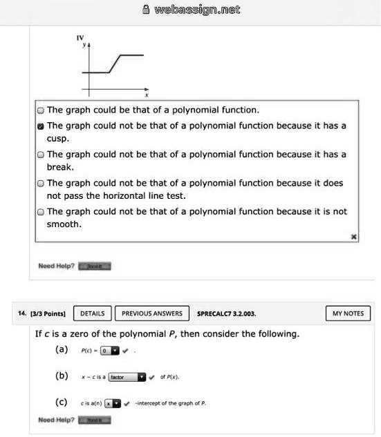 Solved The Graph Could Be That Of A Polynomia Function The Graph Could Not Be 
