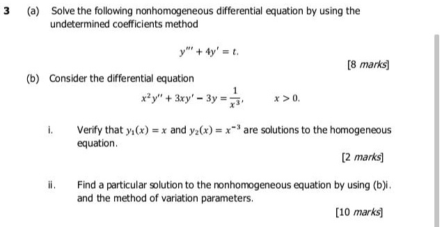 a solve the following nonhomogeneous differential equation by using the undetermined ...