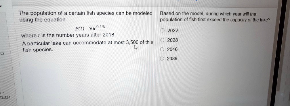 the population of a certain fish species can be modeled based on the ...