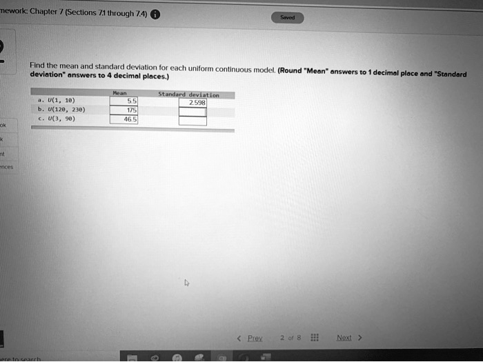 SOLVED: Text: Network: Chapter (Sections through 7.4) Find the mean and standard deviation for ...