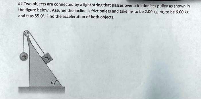 SOLVED: Two objects are connected by a light string that passes over a ...