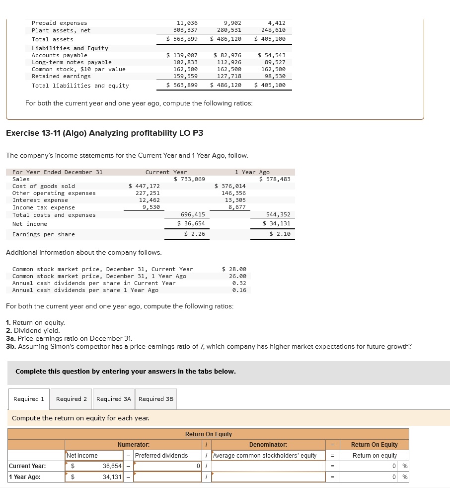 SOLVED: Simon Company's year-end balance sheets follow.At December ...