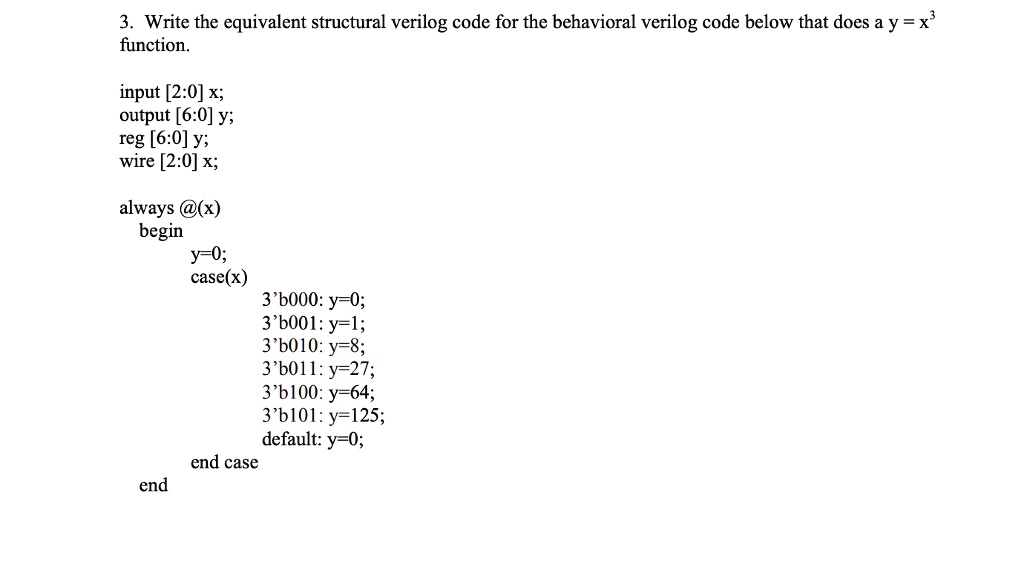 Solved Write The Equivalent Structural Verilog Code For The Behavioral Verilog Code Below That