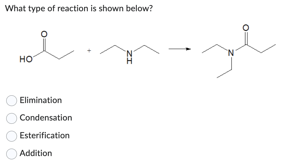 [GET ANSWER] What type of reaction is shown below? + Elimination ...