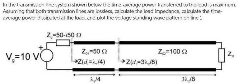 In the transmission-line system shown below the time-average power ...