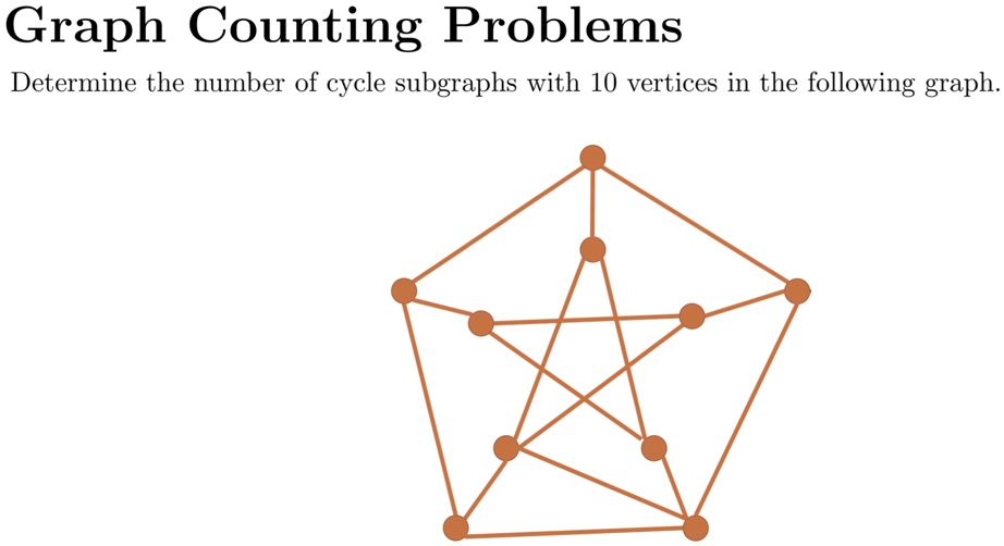 SOLVED: Graph Counting Problems Determine the number of cycle subgraphs with 10 vertices in the ...