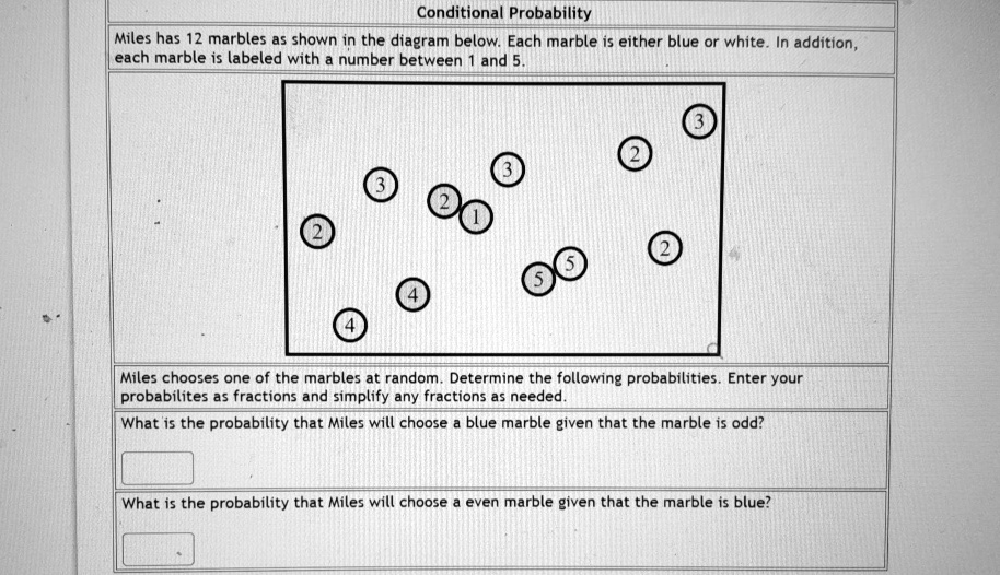conditional probability miles has 12 marbles as shown in the diagram ...