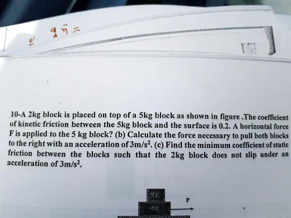 SOLVED: 47 = IO-A Zkg block is placed on top Of a Skg block as shown in figure . The coefficient ...