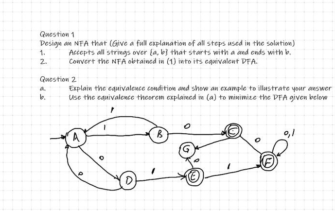 Question 1: Design an NFA+hat (Give a full explanation of all steps ...