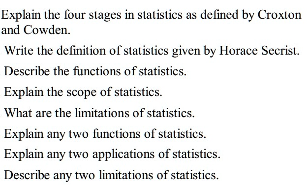 explain the four stages in statistics as defined by croxton and cowden ...