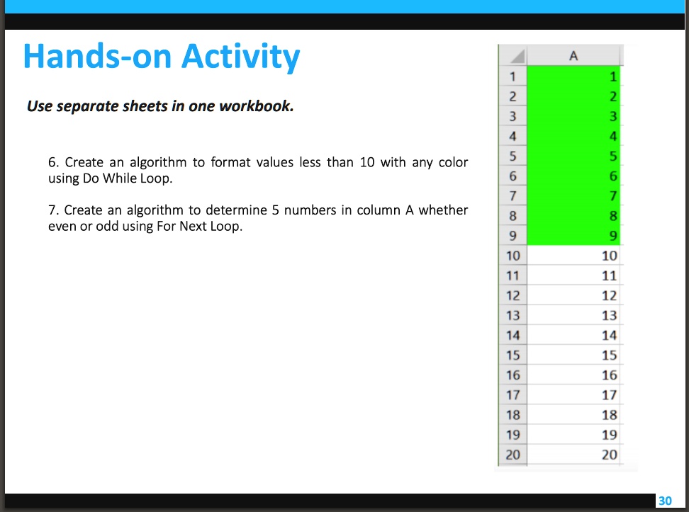 SOLVED: Hands-on Activity A 1 2 3 4 1 2 3 4 5 6 7 8 9 10 11 12 13 14 15 16 17 18 19 20 Use ...