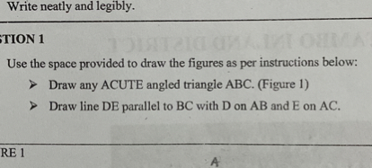 SOLVED: Write neatly and legibly. TION 1 Use the space provided to draw the figures as per ...