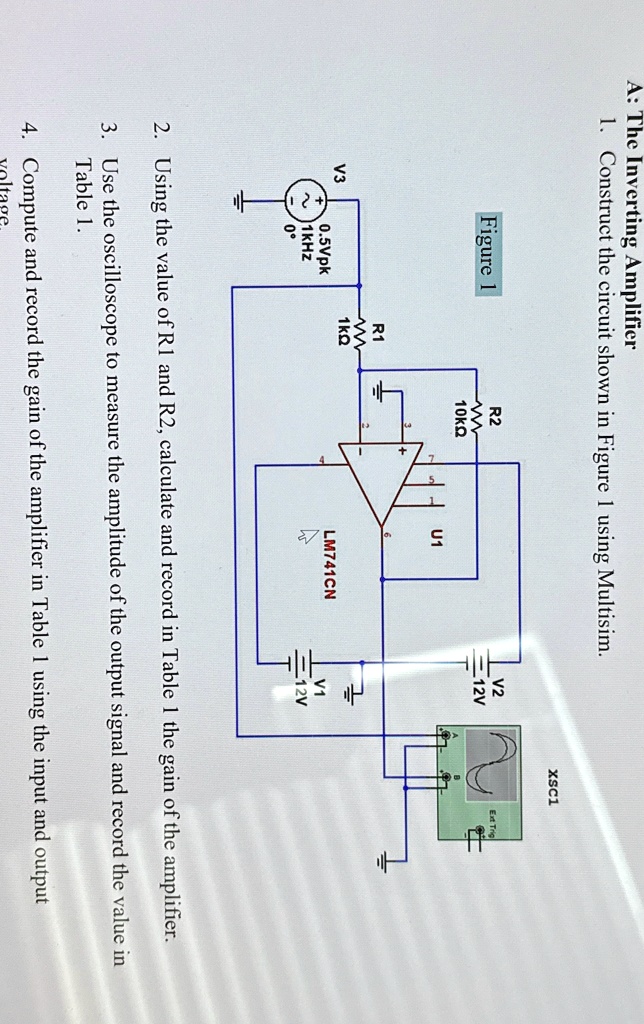 A: The Inverting Amplifier 1. Construct the circuit shown in Figure 1 ...