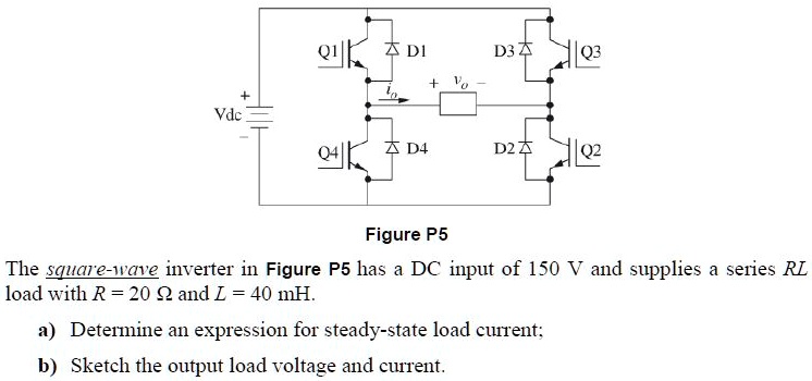 VIDEO solution: Figure P5 The square-wave inverter in Figure P5 has a DC input of 150 V and ...