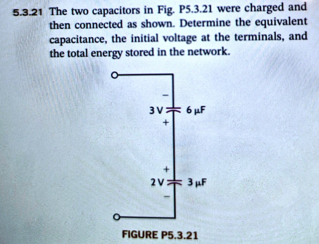 5321 the two capacitors in fig p5321 were charged and then connected as ...