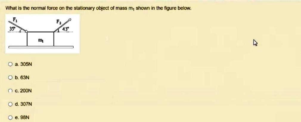 SOLVED: What is the normal force on the stationary object of mass m ...