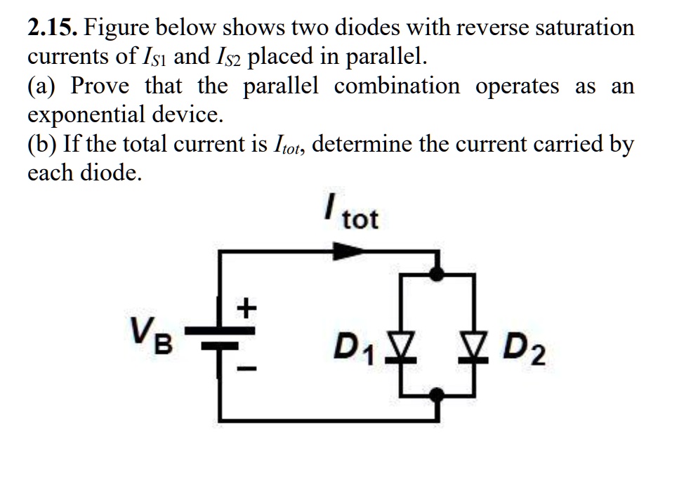 SOLVED: 2.15. Figure below shows two diodes with reverse saturation ...